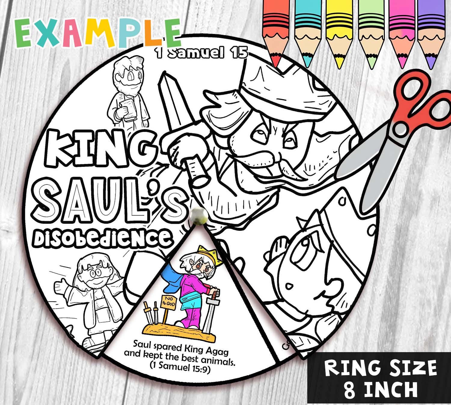 King Saul's Disobedience Spinner Coloring Wheel: Bible Story Lesson ...
