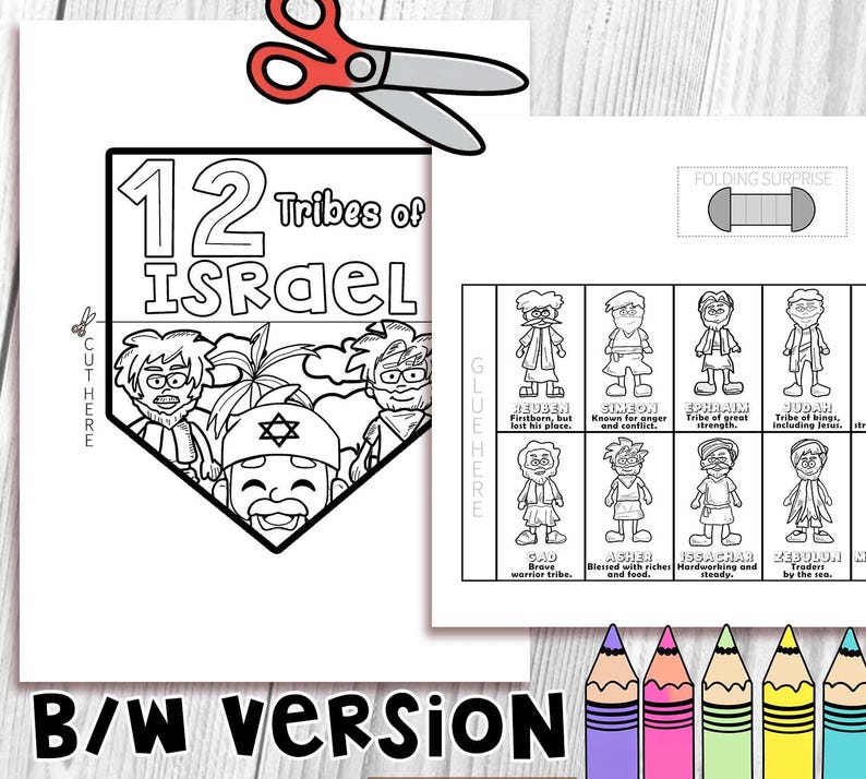 12 Tribes of Israel Folding Surprise Bible Craft, Bible Lesson, Sunday ...