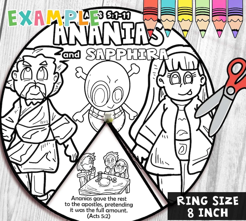 Ananias and Sapphira Spinner Coloring Wheel Craft, Bible Activity, Kids ...