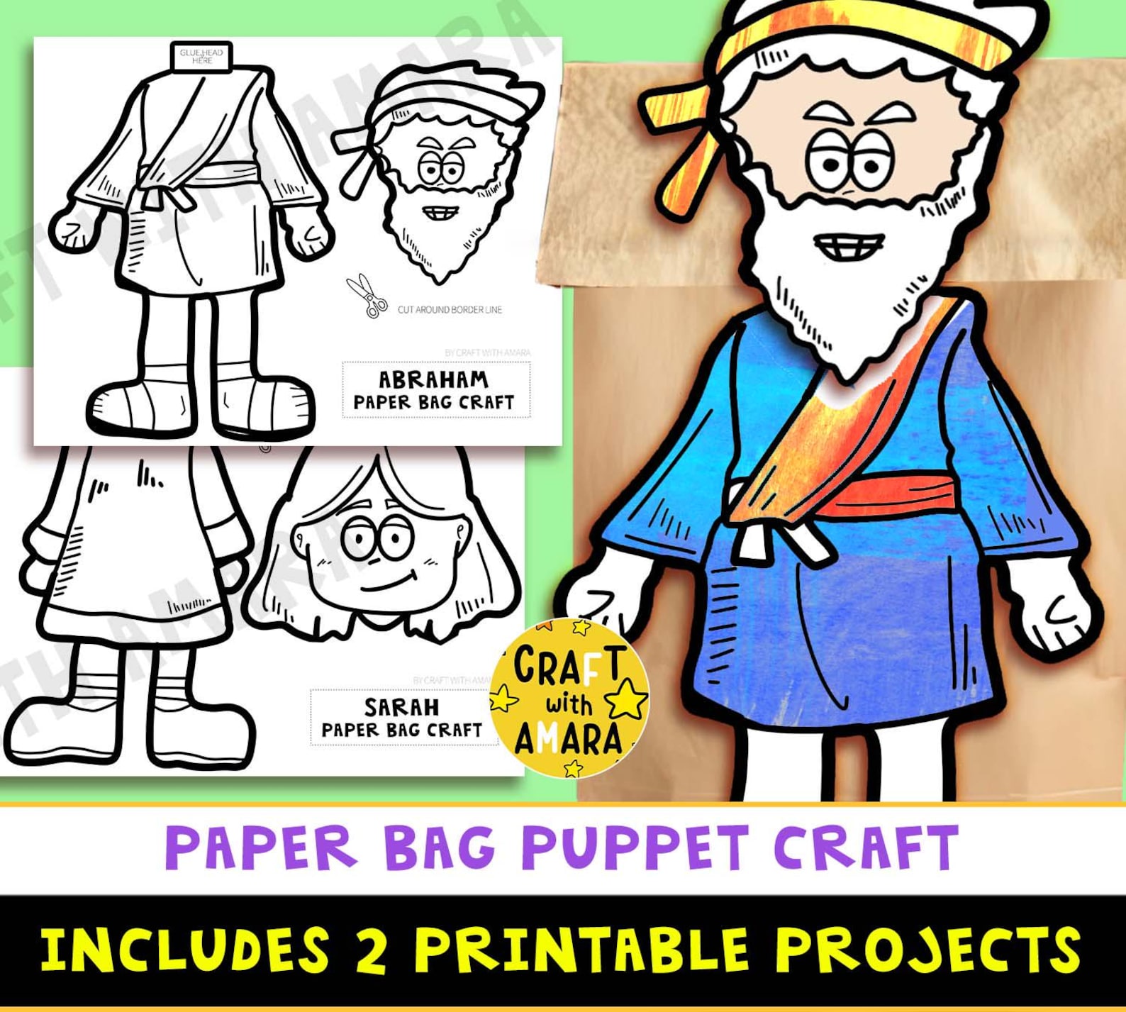 Abraham and Sarah Paper Bag Puppet Craft: Bible Lesson Activity, Sunday ...