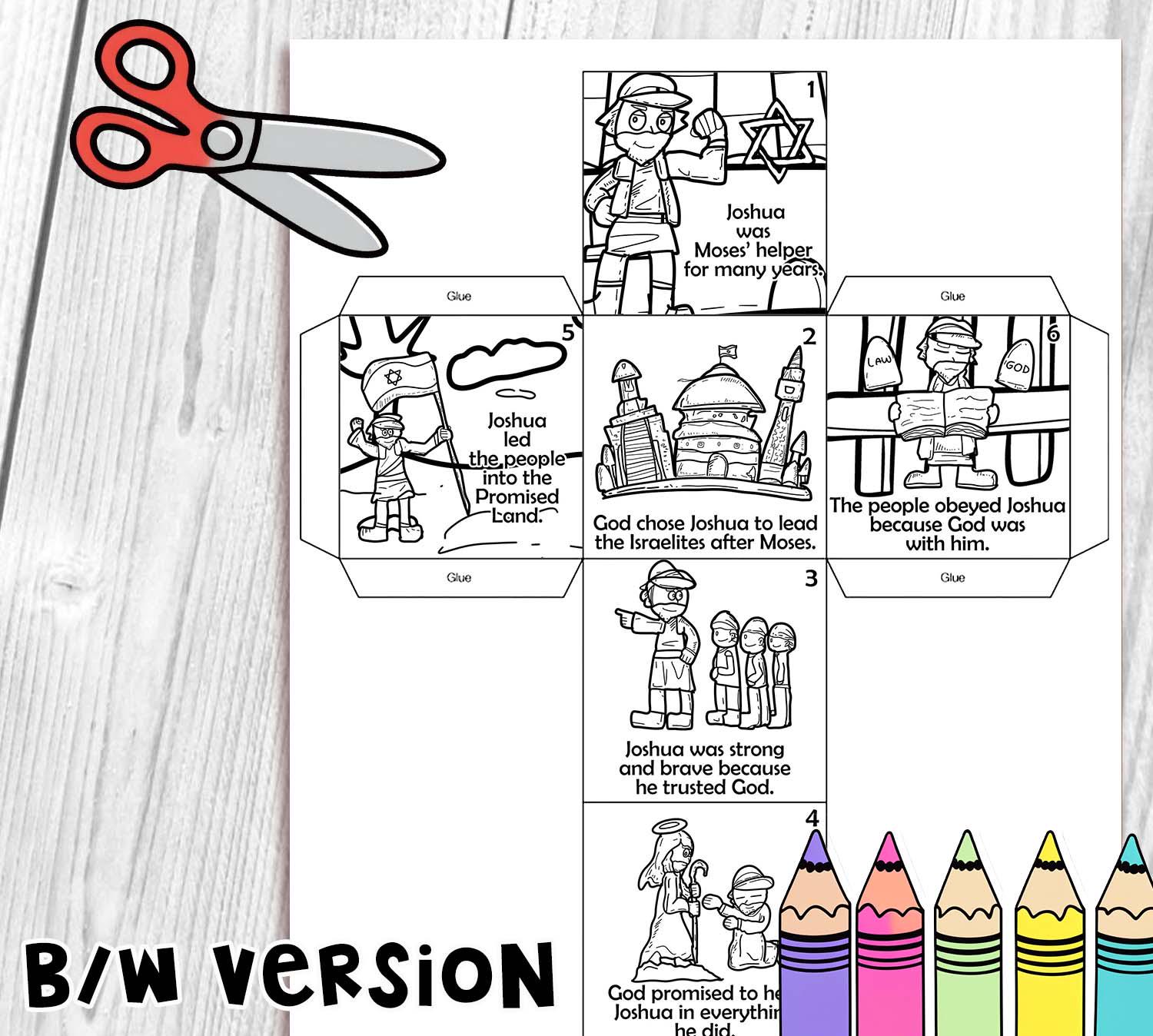 Joshua Becomes Leader Bible Story Cube Craft: Sunday School Coloring ...