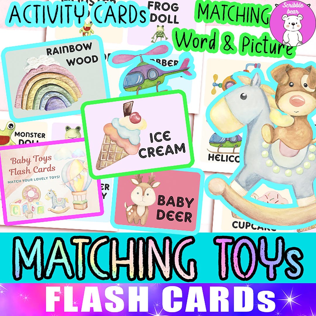 56 Matching Toys Baby Flashcards, Picture Flash Cards, Toddler Toy ...