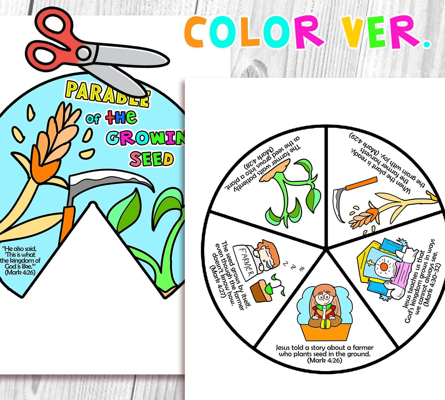 Parable of the Growing Seed Spinner Coloring Wheel Bible Craft ...