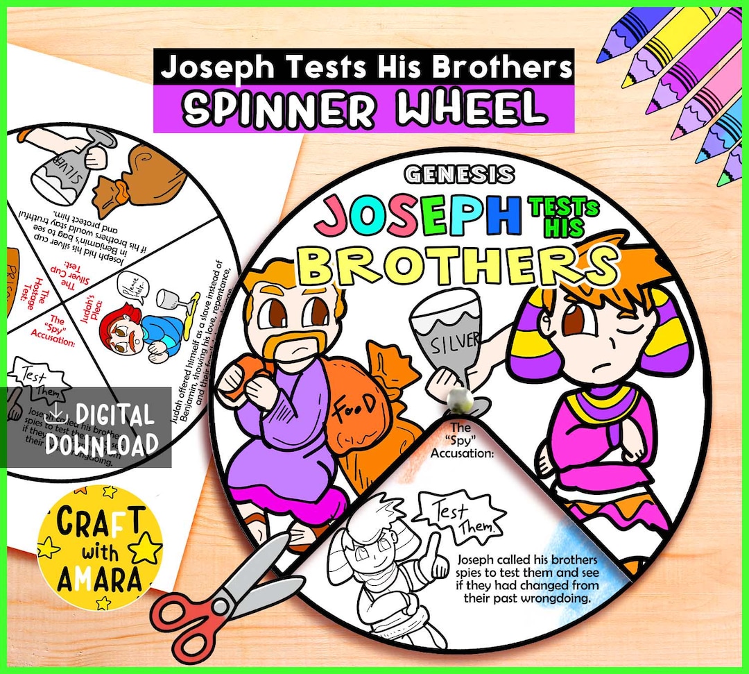 Joseph Tests His Brothers Spinner Coloring Wheel Bible Craft: Children ...