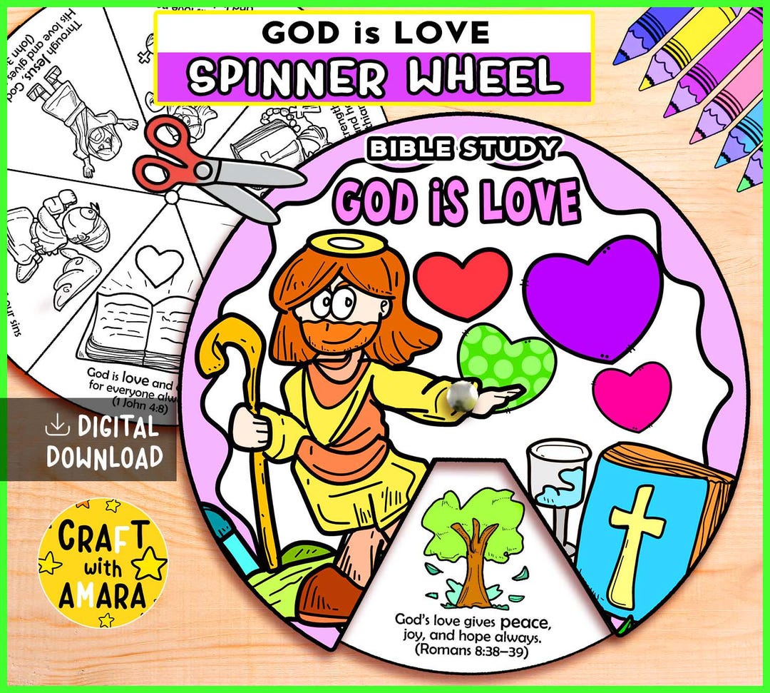 God is Love Spinner Coloring Wheel: Bible Activity, Affirmation of God ...