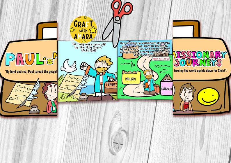 Paul’s Missionary Journeys Easy Coloring Folding Surprise Bible Craft ...