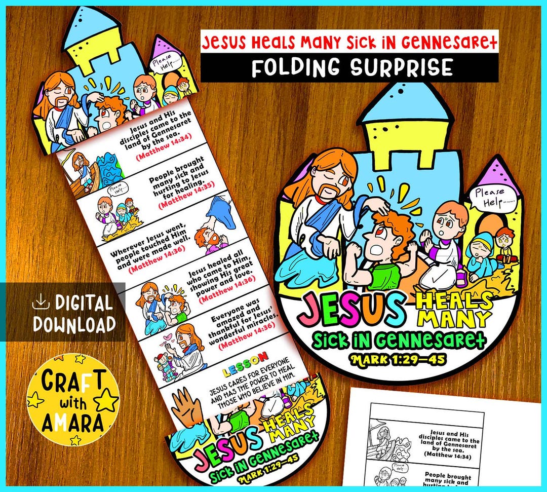 Jesus Heals Many Sick in Gennesaret Folding Surprise Bible Craft ...