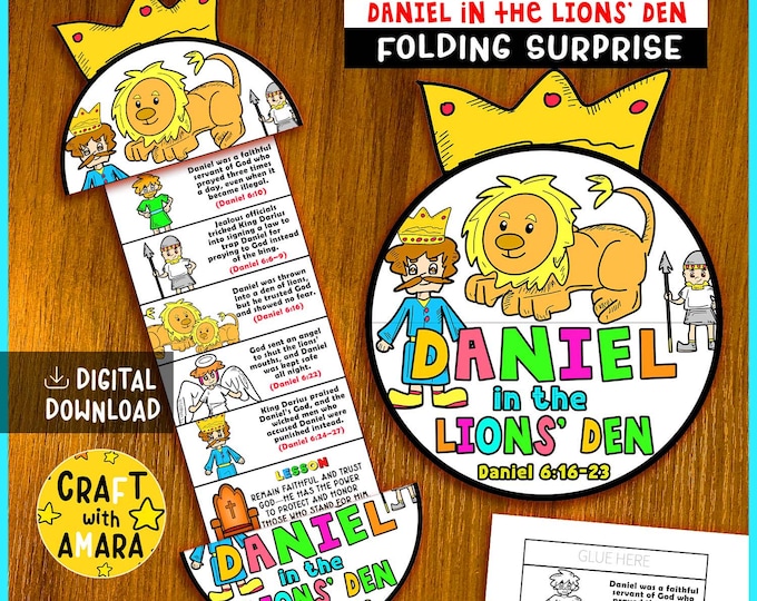 Daniel in the Lions' Den Folding Surprise Bible Craft, Bible Lesson ...