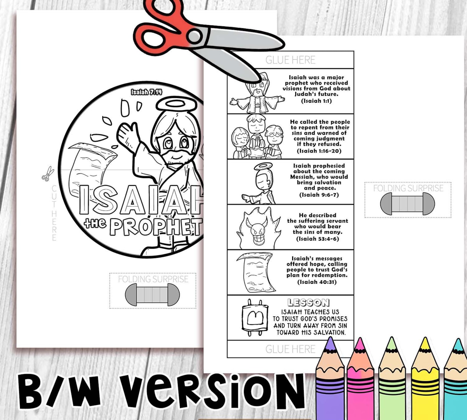 Isaiah the Prophet Folding Surprise, Bible Craft, Bible Story Lesson ...
