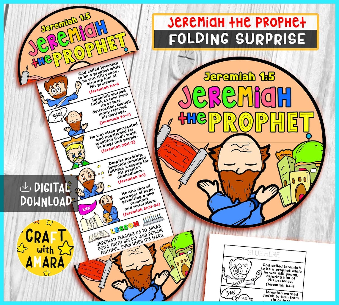 Jeremiah the Prophet Folding Surprise, Bible Craft, Bible Story Lesson ...