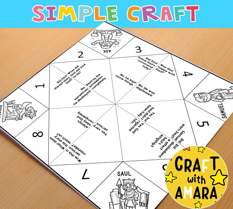 King Saul's Disobedience Coloring Cootie Catcher: Bible Sunday School ...