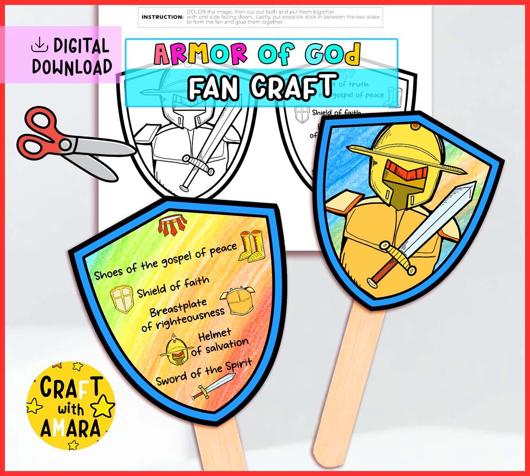 Armor of God Fan Craft: Bible Sunday School Lesson Church Coloring ...