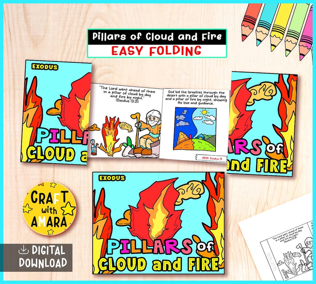 Pillars of Cloud and Fire Easy Coloring Folding Surprise Bible Craft ...