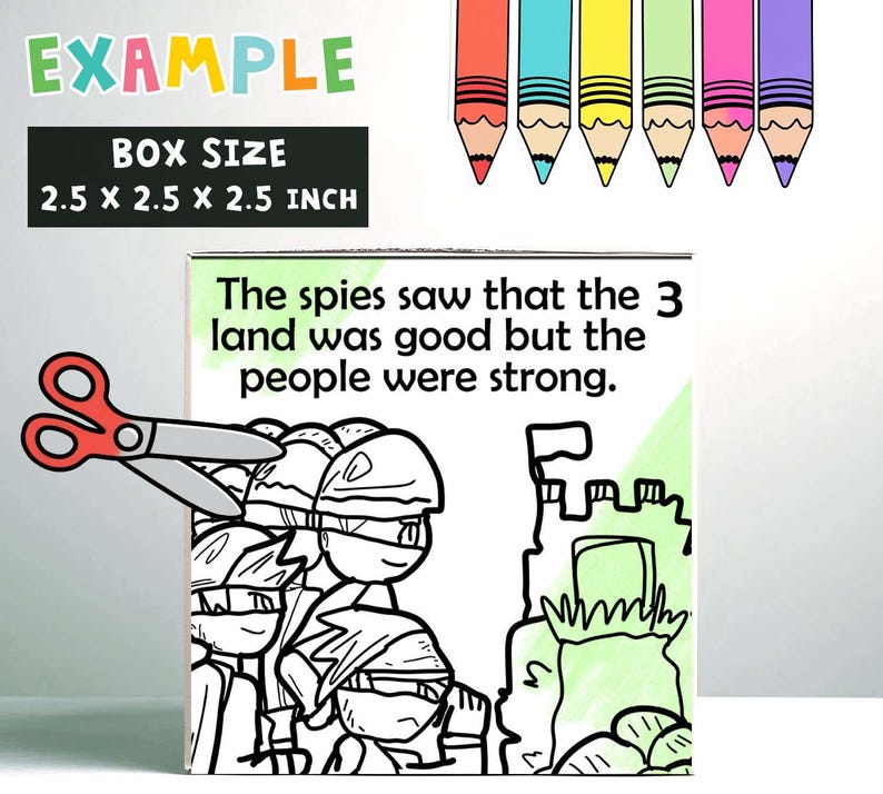 Twelve Spies in Canaan Coloring Cube Craft, Memory Games, Bible Craft ...