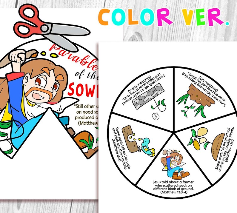 Parable of the Sower Spinner Coloring Wheel Bible Craft: Children ...