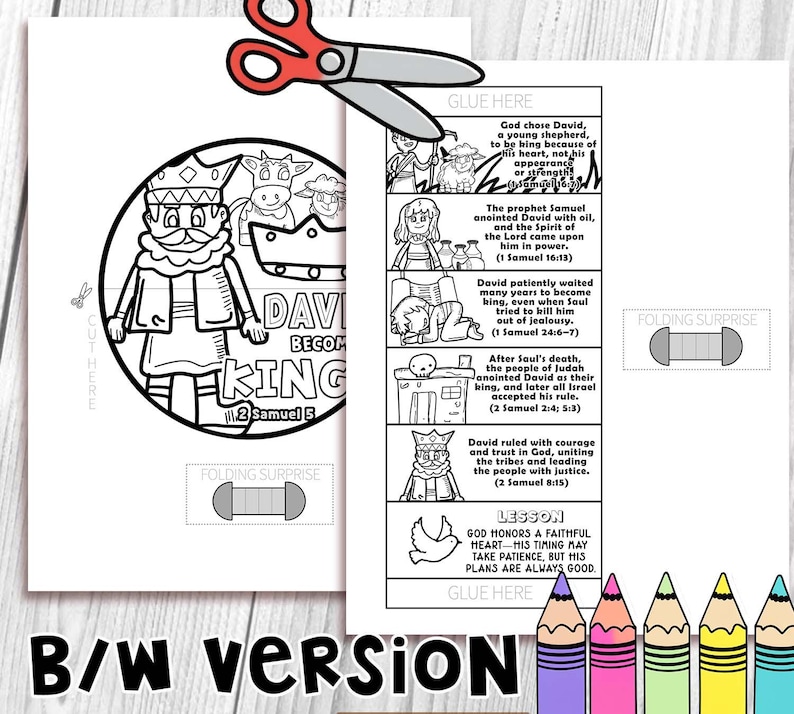 David Becomes King Folding Surprise, Bible Craft, Bible Story Lesson ...