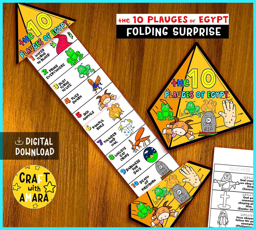 Ten Plagues of Egypt Folding Surprise Bible Craft, Bible Lesson Sunday ...