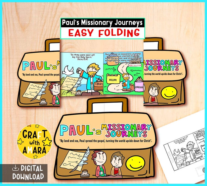 Paul’s Missionary Journeys Easy Coloring Folding Surprise Bible Craft ...