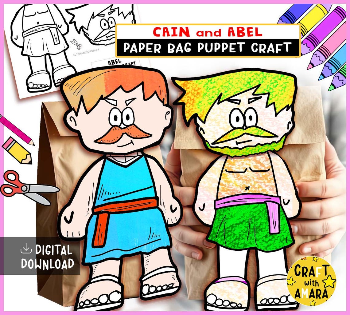 Cain and Abel Paper Bag Puppet Craft: Bible Lesson Activity, Sunday ...