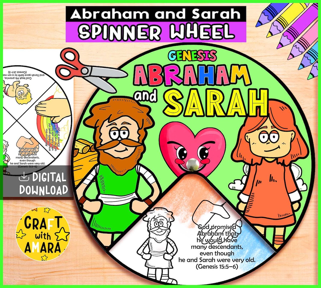 Abraham and Sarah Spinner Coloring Wheel, Bible Activity, Kids Bible ...