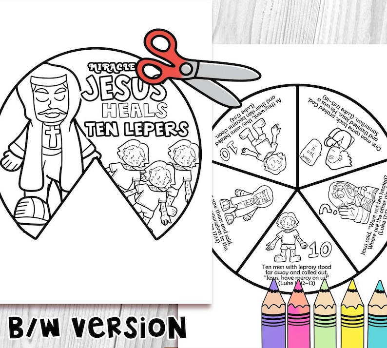 Jesus Heals Ten Lepers Spinner Coloring Wheel Bible Craft: Jesus ...