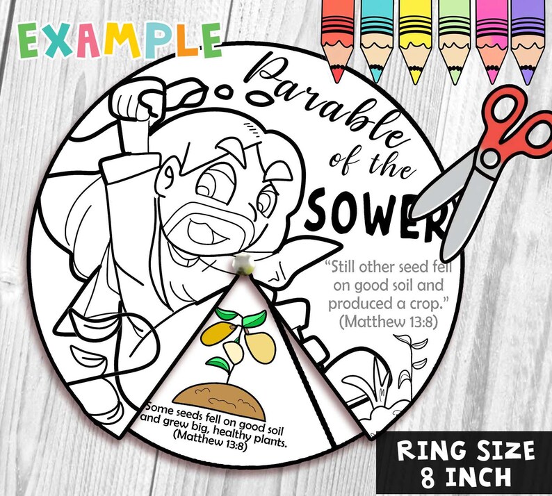 Parable of the Sower Spinner Coloring Wheel Bible Craft: Children ...