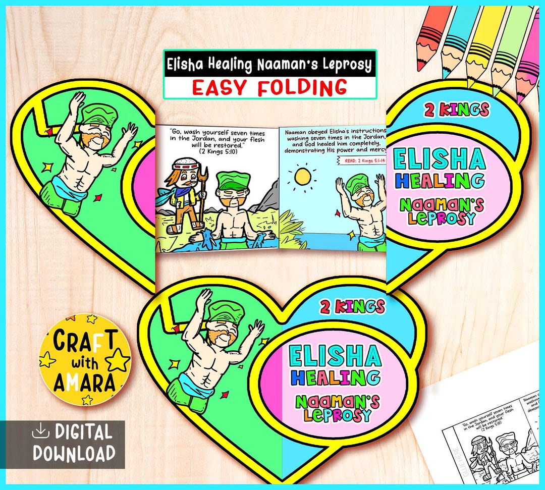 Elisha Healing Naaman’s Leprosy Easy Coloring Folding Surprise Bible ...