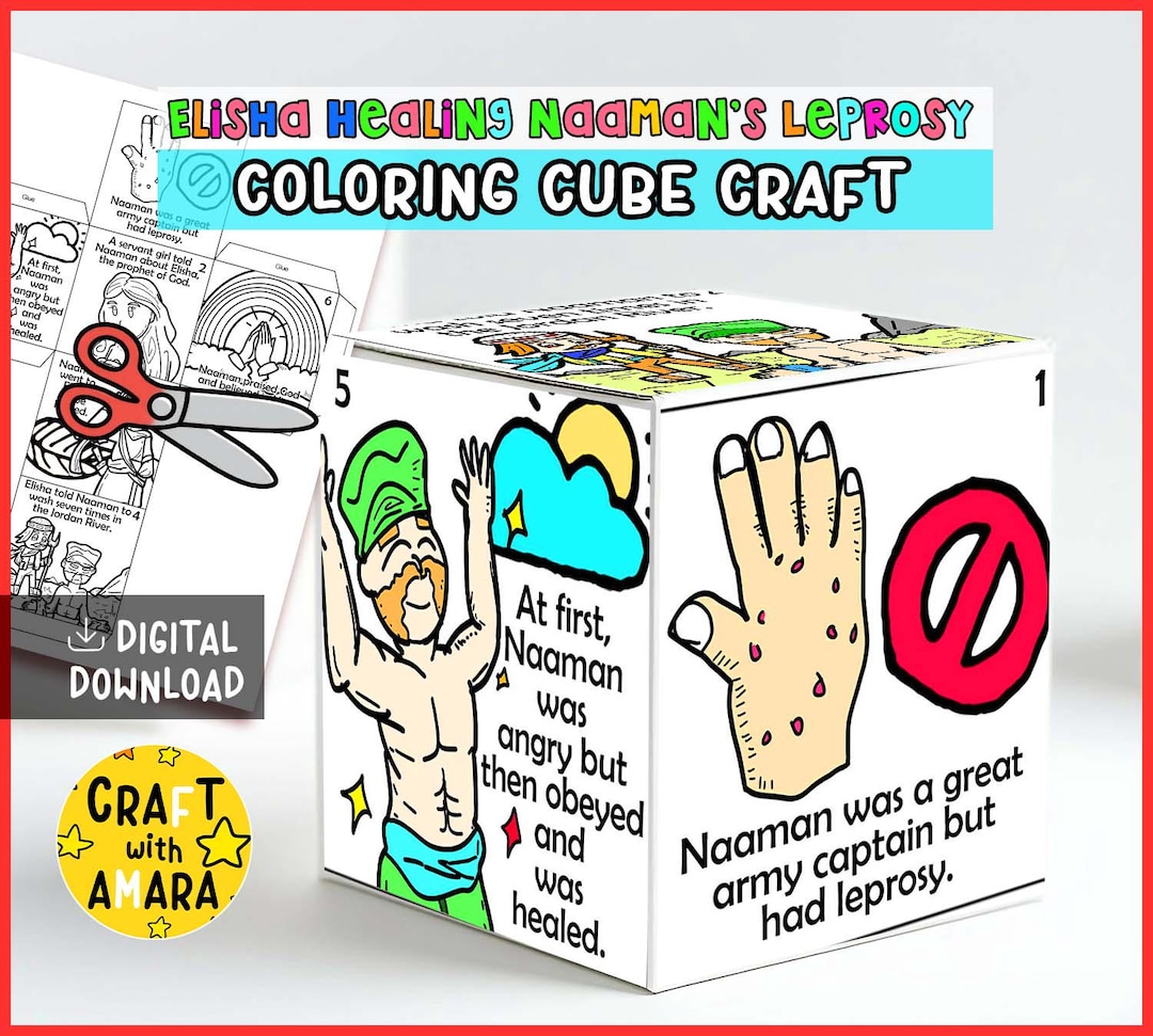 Elisha Healing Naaman’s Leprosy Coloring Cube Craft: Memory Games ...