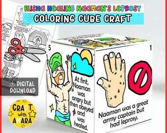 Elisha Healing Naaman’s Leprosy Coloring Cube Craft: Memory Games ...
