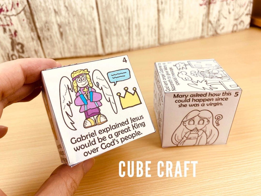 Angel Gabriel Visits Mary Coloring Cube Bible Craft: the Annunciation ...