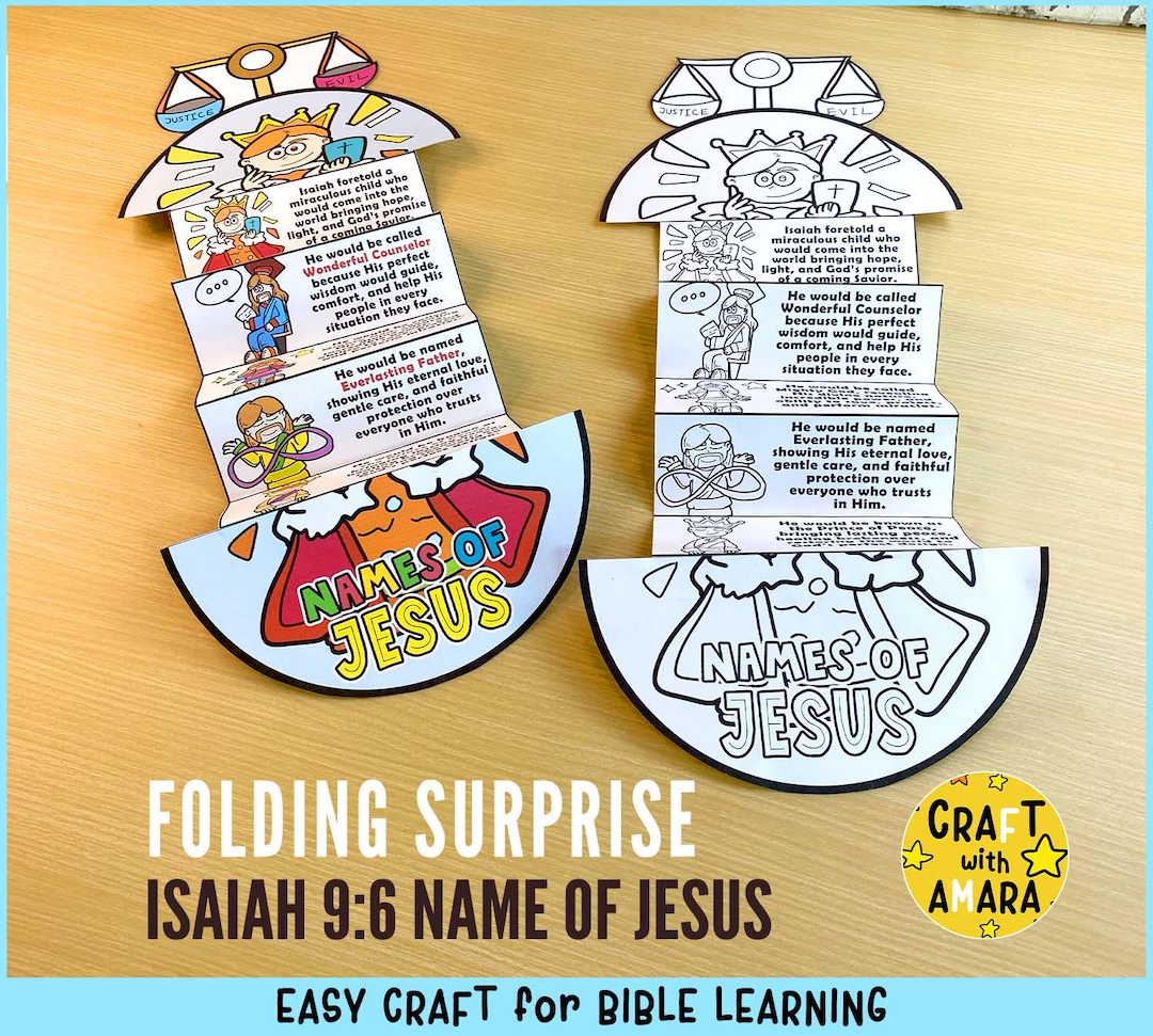 ISAIAH 9:6 Names of Jesus Folding Surprise Bible Craft, Birth of Jesus ...