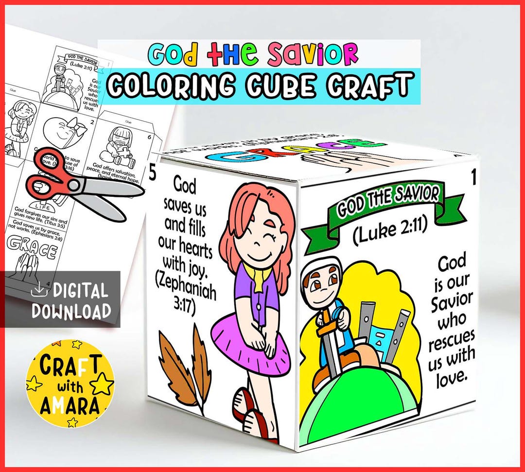 God the Savior Coloring Cube Craft: Christian Faith, Bible Lesson Study ...
