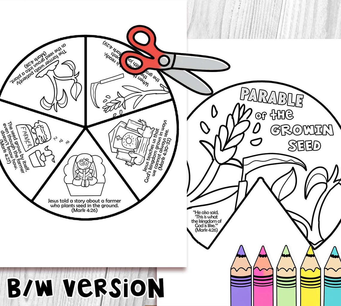 Parable of the Growing Seed Spinner Coloring Wheel Bible Craft ...