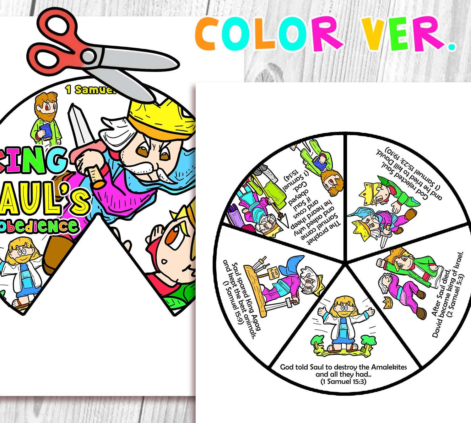 King Saul's Disobedience Spinner Coloring Wheel: Bible Story Lesson ...