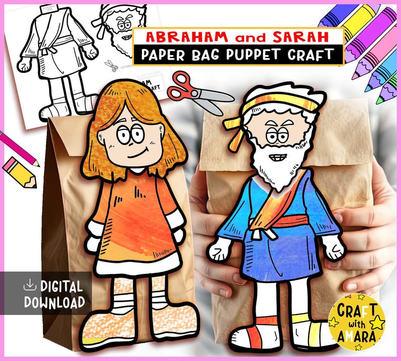Abraham and Sarah Paper Bag Puppet Craft: Bible Lesson Activity, Sunday ...