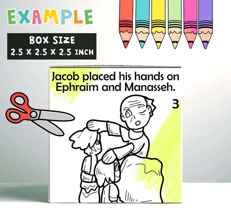 Jacob Blesses His Sons Coloring Cube Craft, Memory Games, Bible Study ...