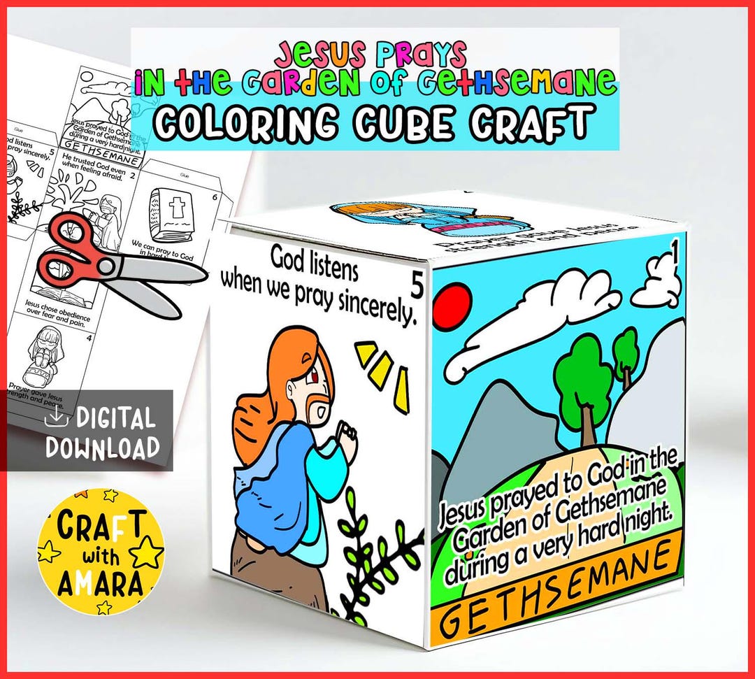Jesus Prays in the Garden of Gethsemane Coloring Cube Bible Craft ...