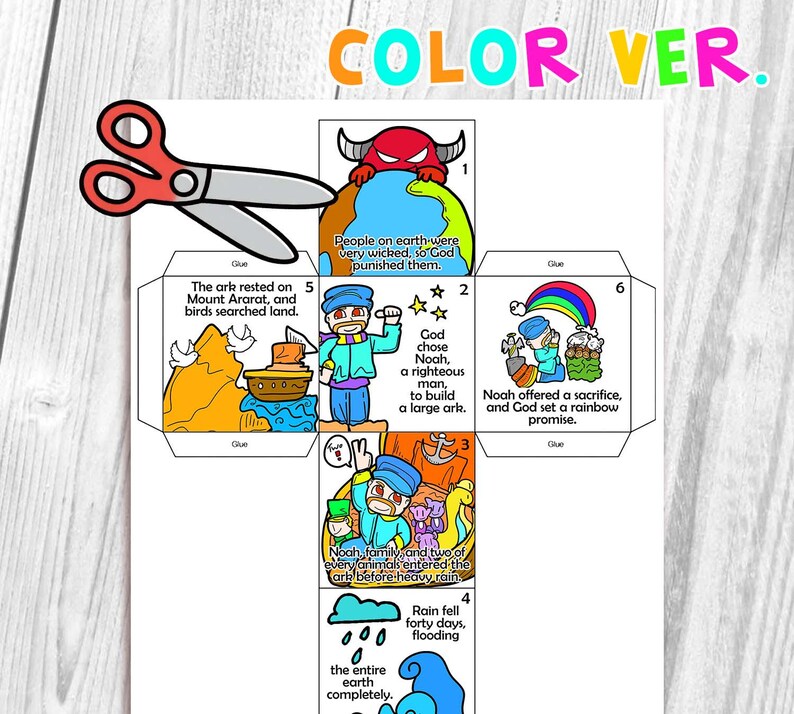 Noah's Ark - A Rainbow Promise Coloring Cube Bible Craft: Memory Games ...