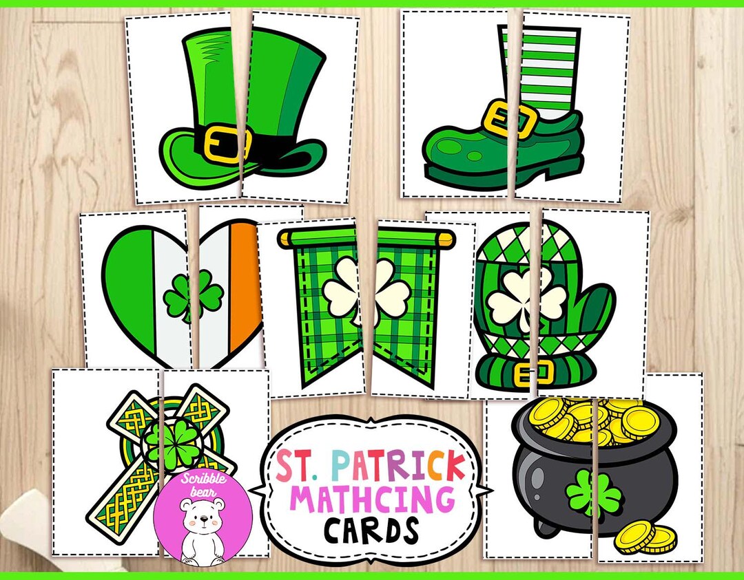 St.patrick Matching Game, Printable Matching Cards, Toddler Matching ...