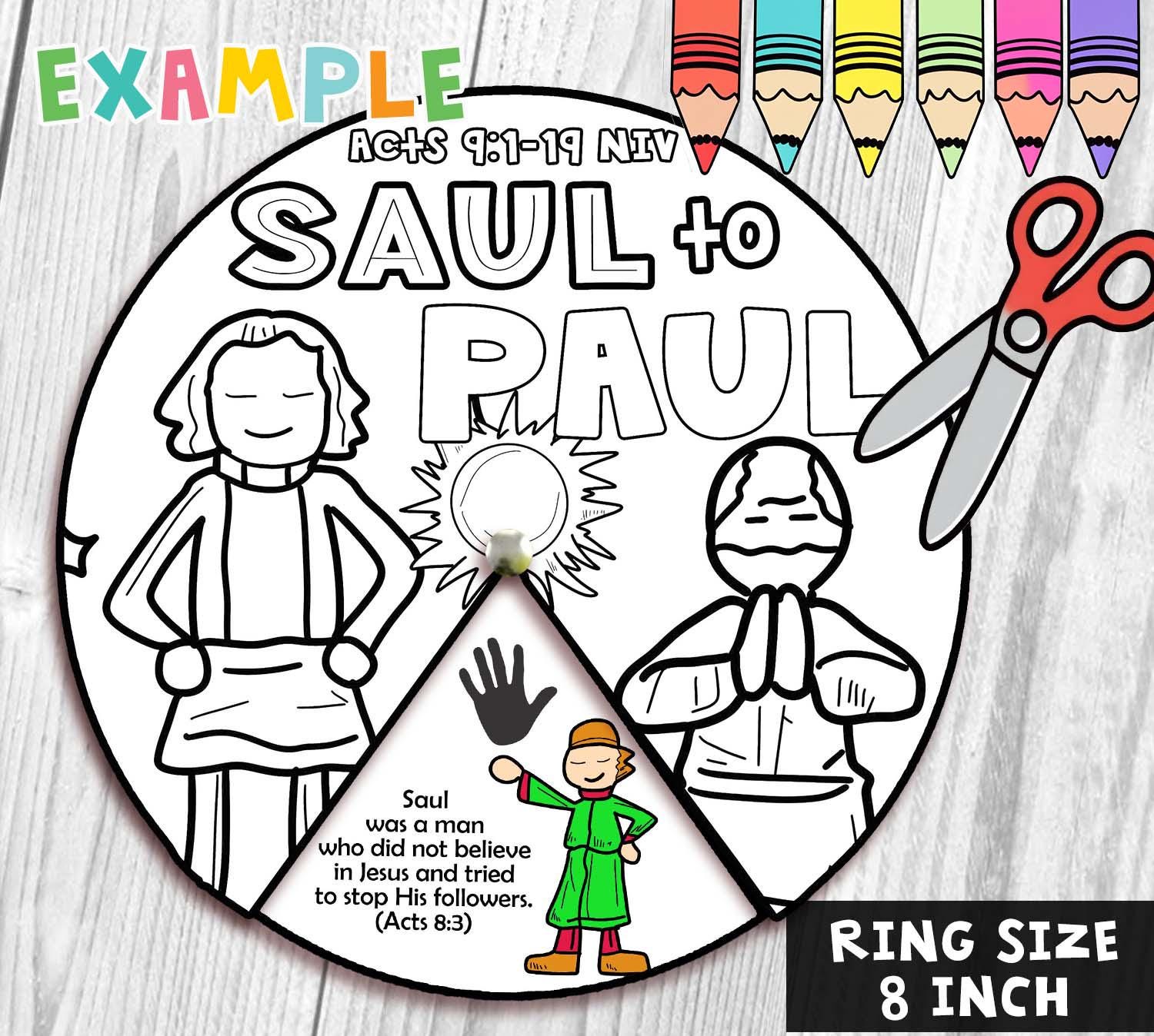 From Saul to Paul Spinner Coloring Wheel, Bible Activity, Kids Bible ...