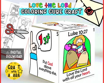 Love the Lord Coloring Cube Bible Craft, Identity in Christ, Gospel ...
