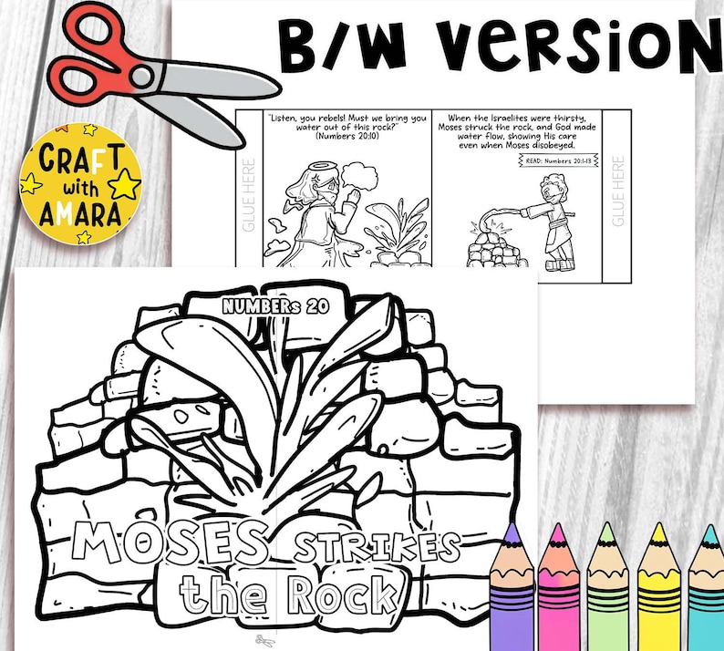 Moses Strikes the Rock Easy Coloring Folding Surprise Bible Craft ...