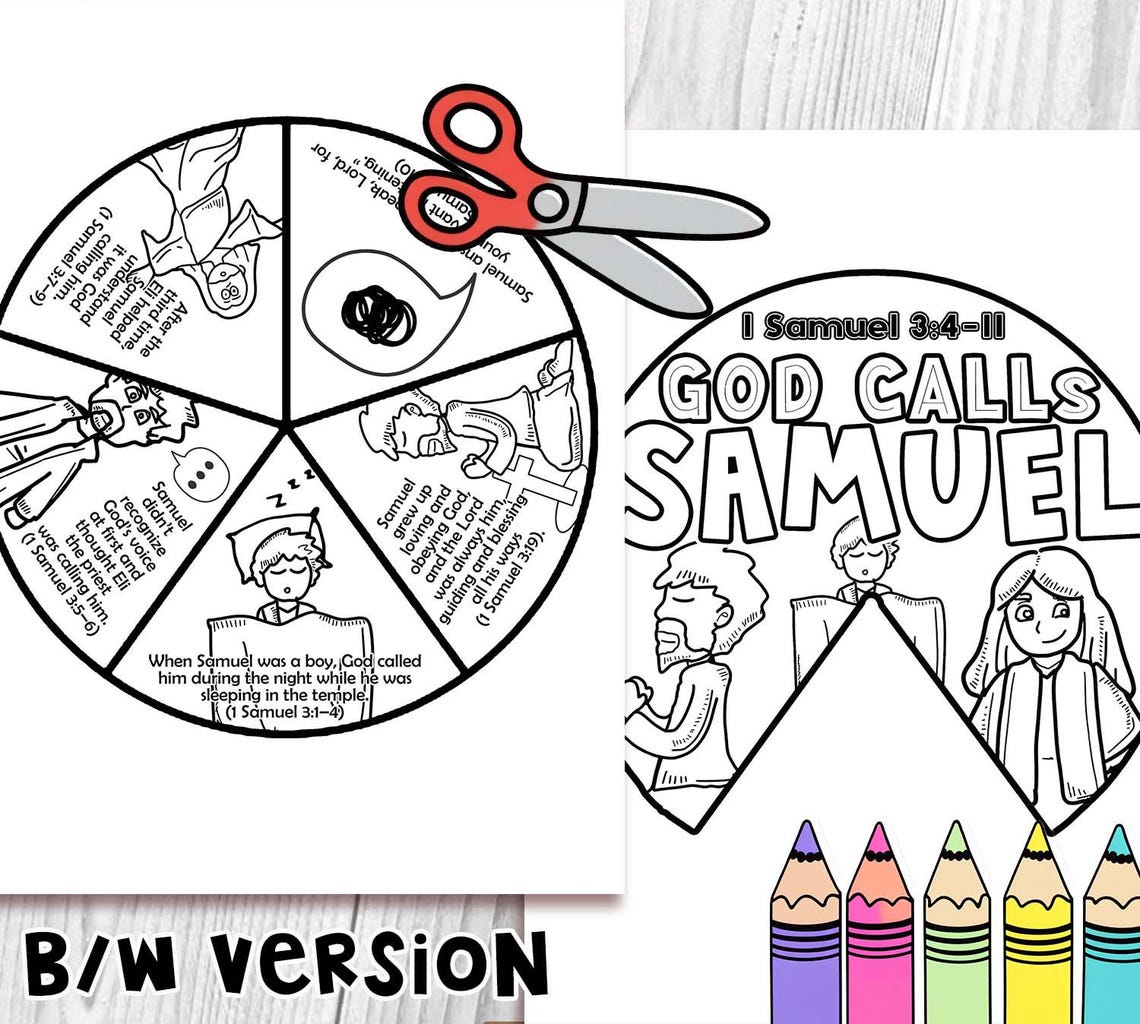 God Calls Samuel Spinner Coloring Wheel, Bible Activity, Kids Bible ...
