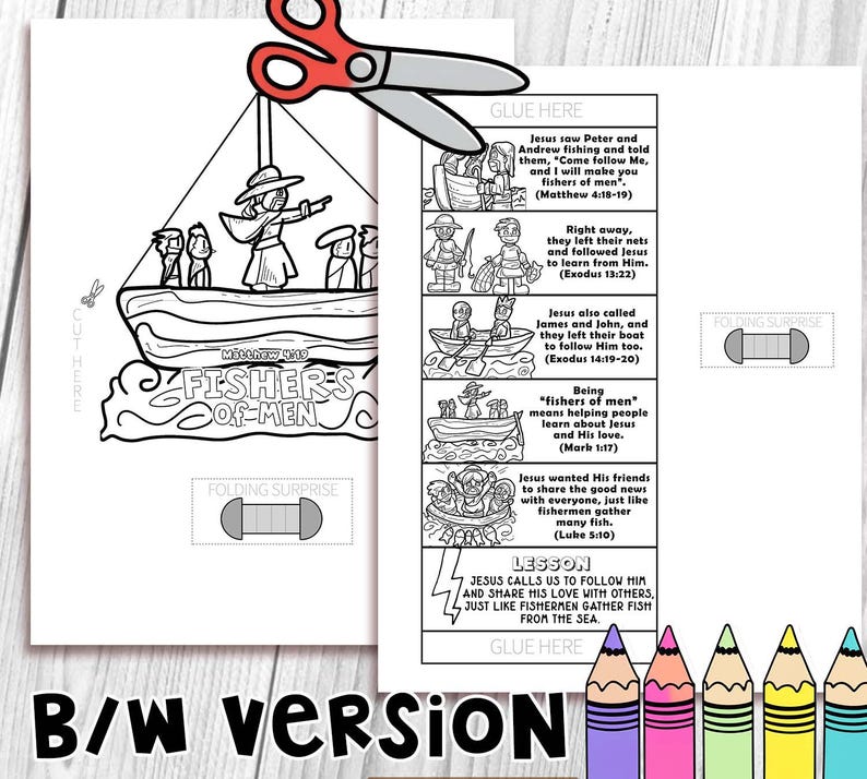 Fishers of Men Folding Surprise Bible Craft, Bible Study Guide Lesson ...
