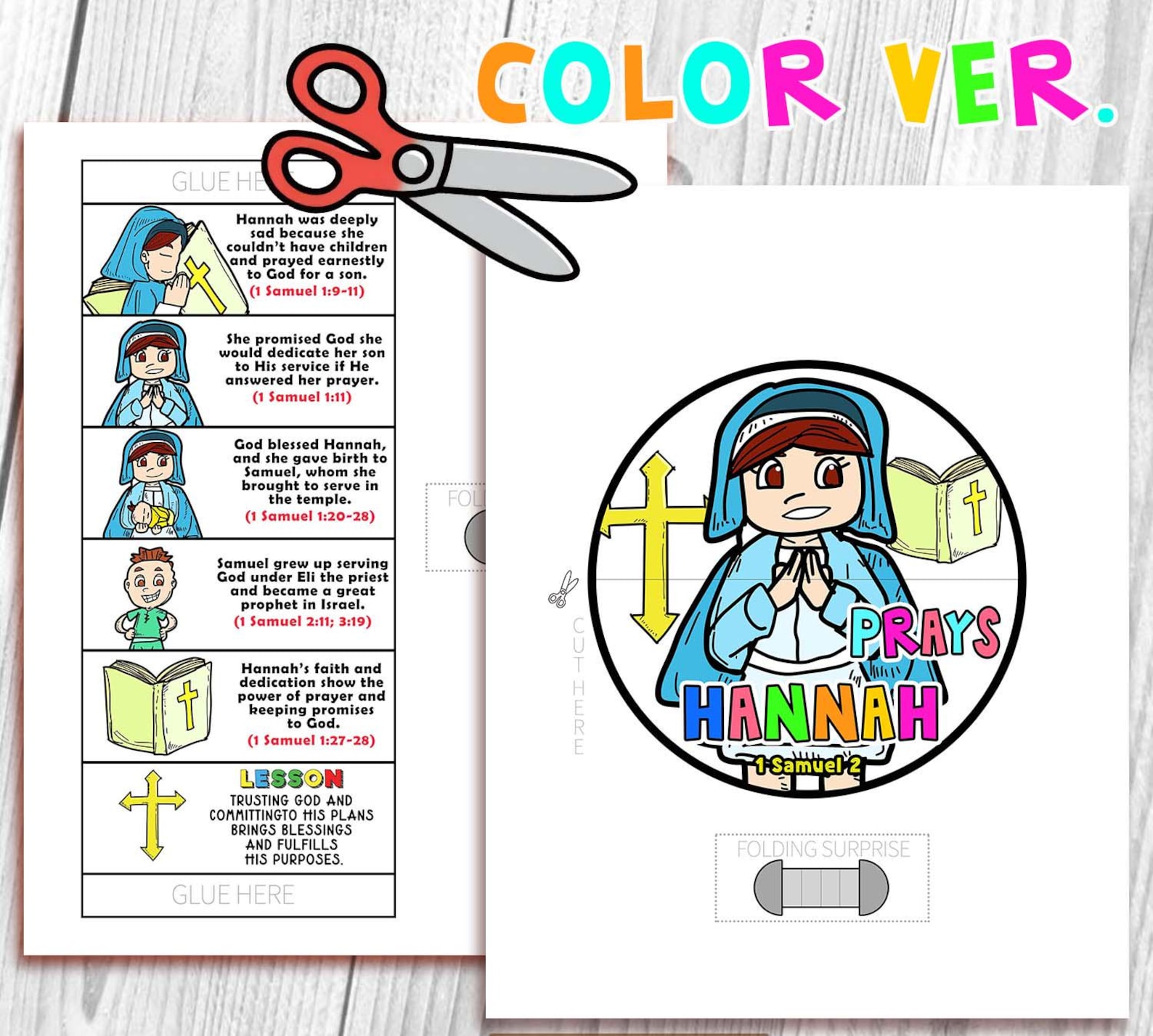 Hannah Prays Folding Surprise Bible Craft, Bible Story Lesson, Sunday ...