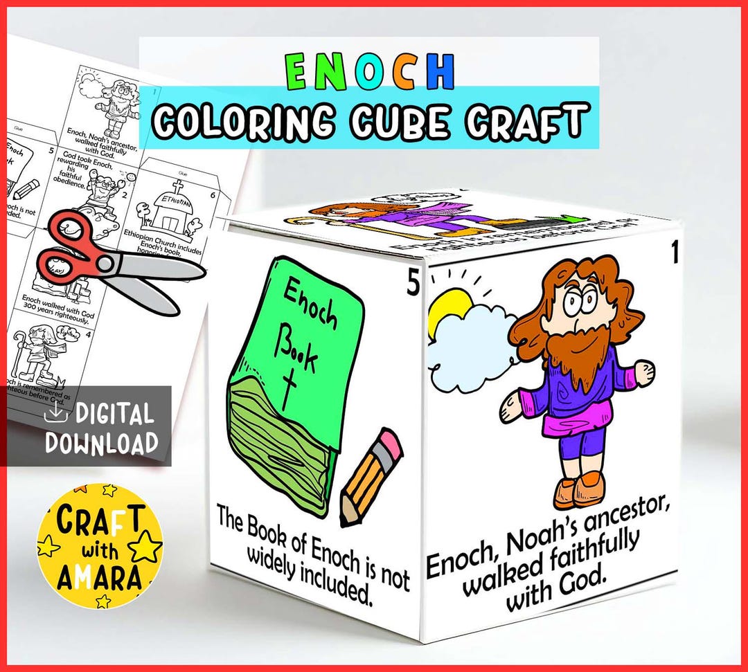 ENOCH Coloring Cube Craft, Memory Games, Bible Craft for Kids, Bible ...