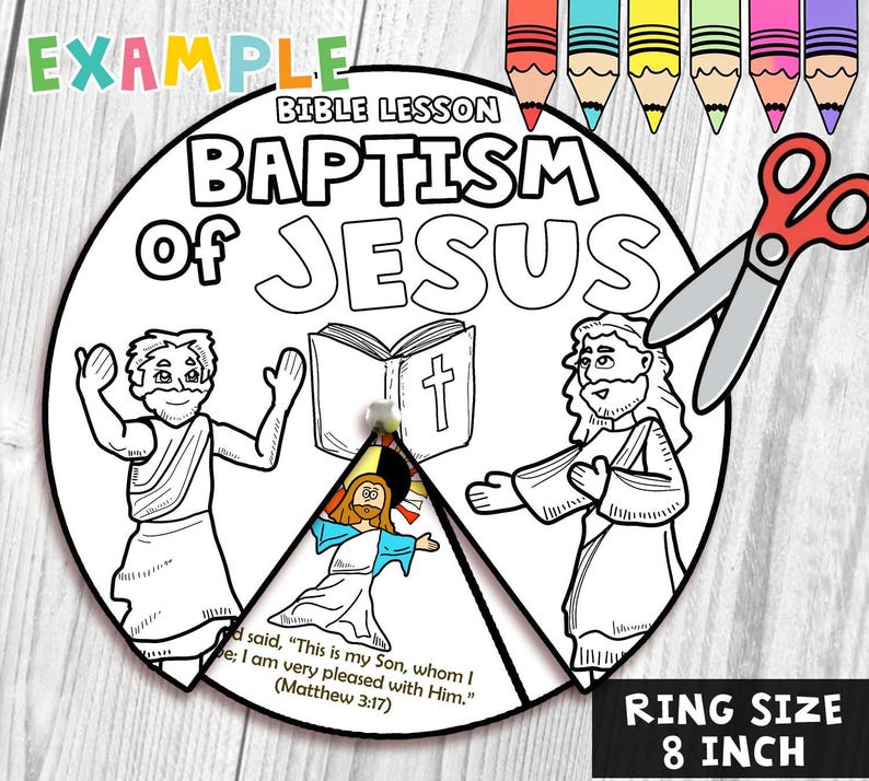 Baptism of Jesus Spinner Coloring Wheel, Bible Activity, Kids Bible ...