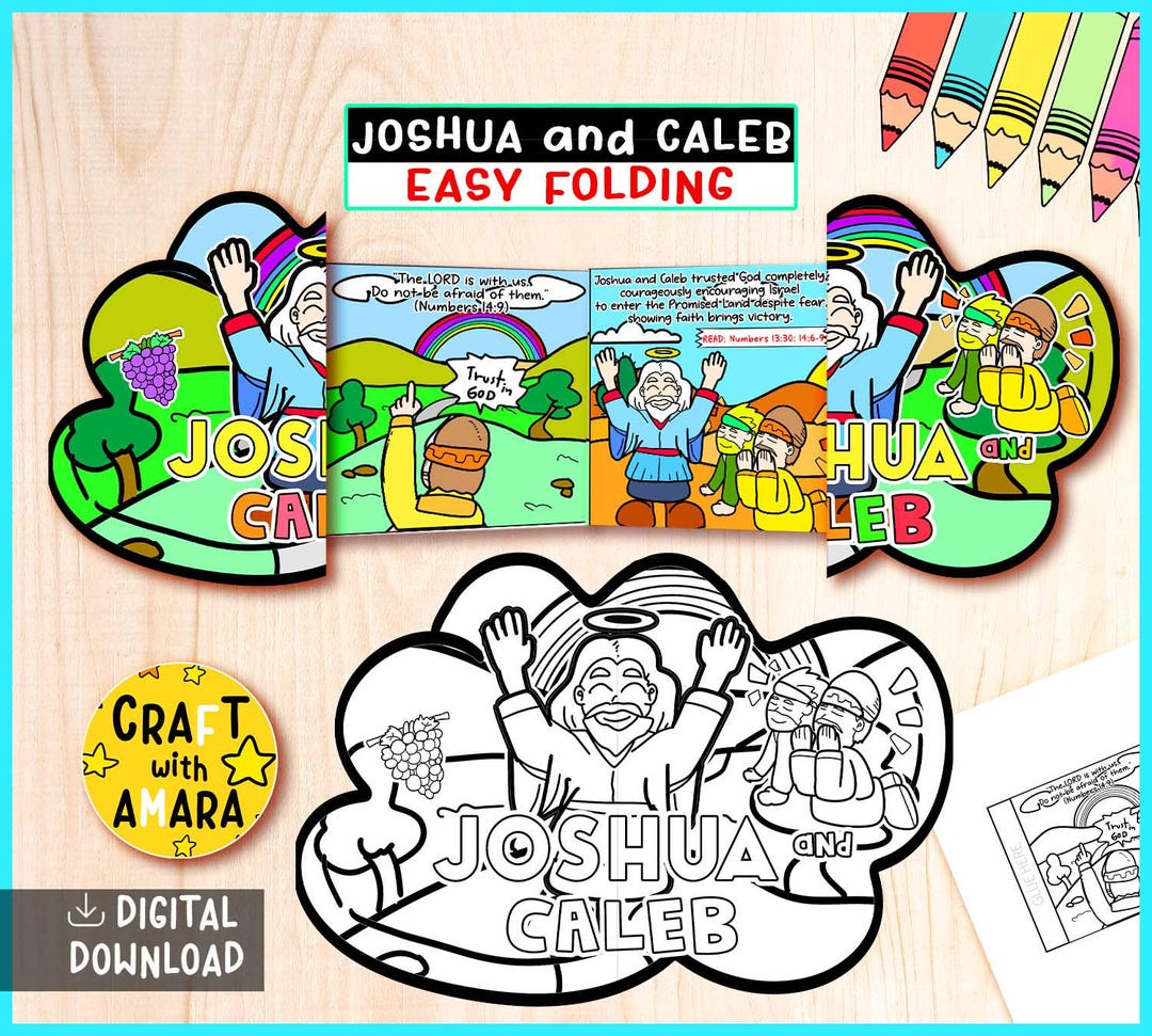 Joshua and Caleb (twelve Spies in Canaan) Easy Coloring Folding ...