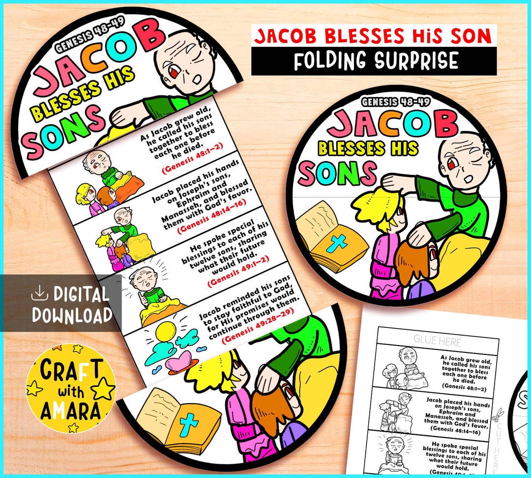 Jacob Blesses His Sons Folding Surprise Bible Craft: Sunday School ...