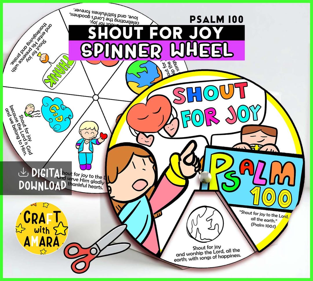 PSALM 100 - Shout for Joy Spinner Wheel Bible Craft, Christian Bible ...